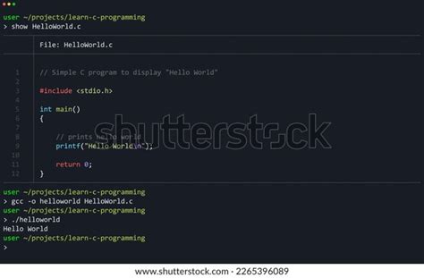 Hello World Simple C Program C Stock Vector Royalty Free 2265396089 Shutterstock