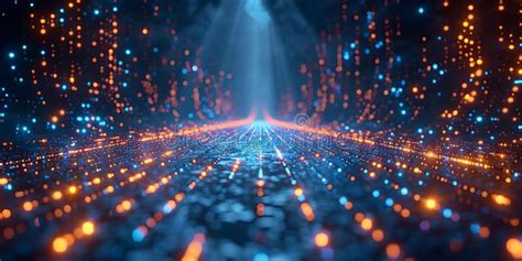 Neon Blue Abstract Binary Code Pattern With Computer Programming Or Big