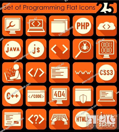 Set Of Programming Flat Icons For Web And Mobile Applications Stock