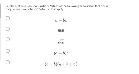 Solved Let F A B C Be A Boolean Function Which Of The Chegg