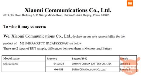 Xiaomi Mi Lite Fcc Zerinde G R Nt Lendi Hardware Plus Hwp