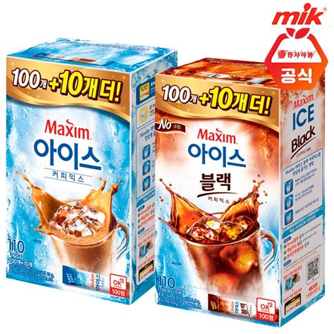맥심 아이스 커피믹스 아이스블랙 100t 10t 믹스커피카누다크모카골드화이트골드아메리카노 티몬