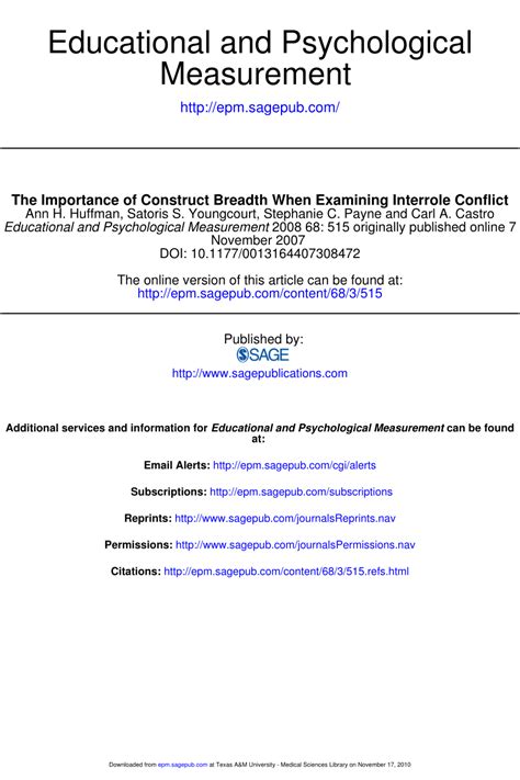 Pdf The Importance Of Construct Breadth When Examining Interrole Conflict