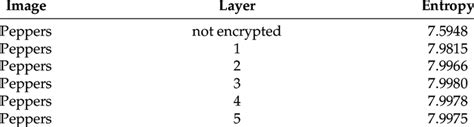 Entropy Results For The Pepper Image Download Scientific Diagram