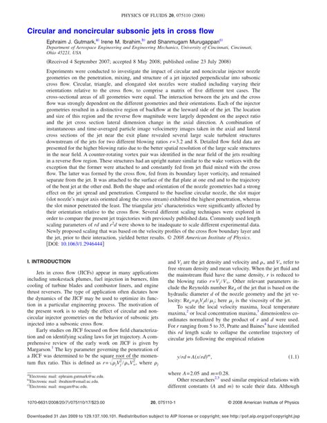 Pdf Circular And Noncircular Subsonic Jets In Cross Flow