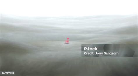 초현실적 인 풍경에서 외로운 빨간 의자 혼자 고독 슬픔 우울증과 외로움 개념 그림 그림 그림 개념 예술 슬픔에 대한 스톡 벡터