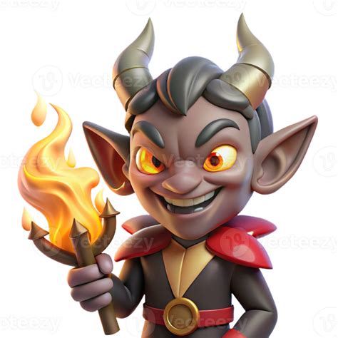 Magnificent Traditional A Mischievous Imp With Pointed Ears And A Wicked Grin Holding A Flaming
