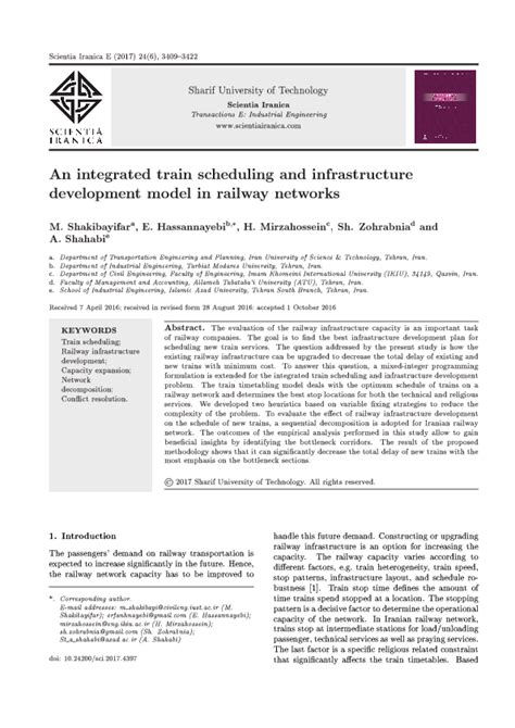 pdf an integrated train scheduling and infrastructure development