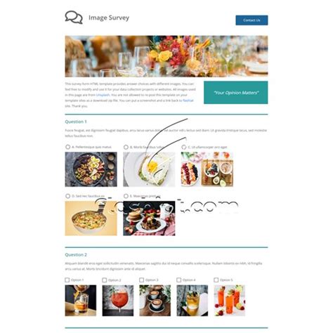 Image Survey Free HTML CSS Template Flashiat