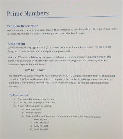 Solved Prime Numbers Problem Description A Prime Number Is A Chegg
