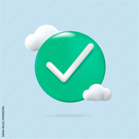 D Icon Green Checkmark Tick Checkbox Circle With Green Check Mark Vector Check Icon