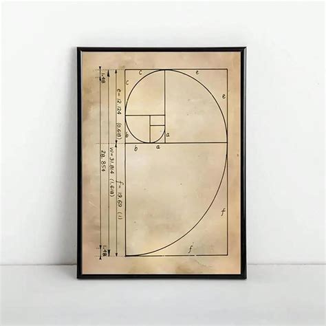 1pc Canvas Poster Fibonacci Spiral Golden Ratio Fibonacci Sequence