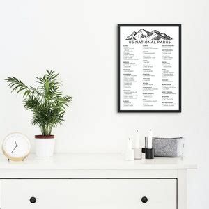 Us National Parks Checklist Printable 63 National Parks Poster