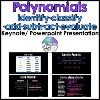 Polynomials Identify Classify Add Subtract Evaluate PowerPoint Lesson
