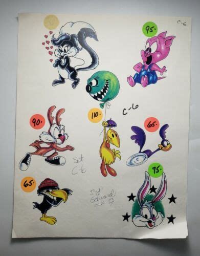 Vintage Looney Tunes Tattoo Flash Sheet 4621579717