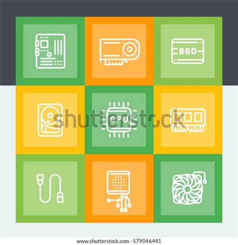 Computer Components Line Icons Set Motherboard Stock Vector Royalty Free 579046441 Shutterstock