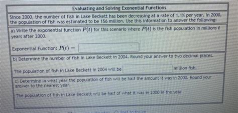 Solved Evaluating And Solving Exonential Functions Since