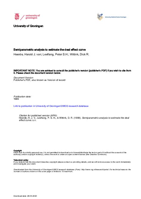 Pdf Semiparametric Analysis To Estimate The Deal Effect Curve
