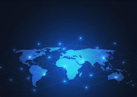 Conexão De Rede Global Ponto De Mapa Do Mundo E Conceito De Composição De Linha De Negócios