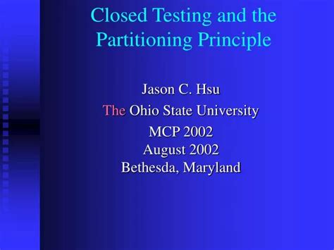 Ppt Closed Testing And The Partitioning Principle Powerpoint