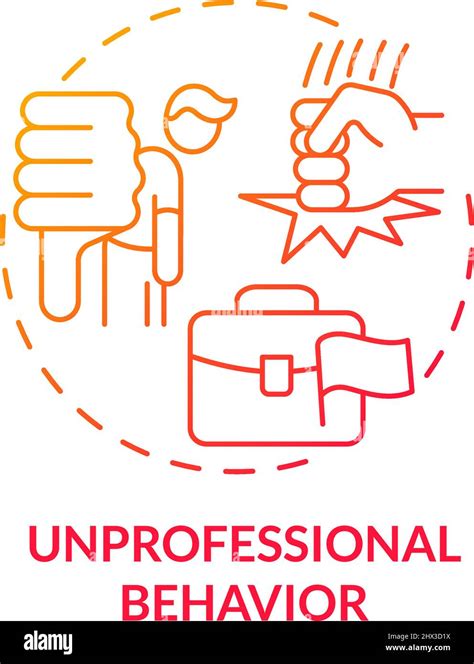 Unprofessional Behavior Red Gradient Concept Icon Stock Vector Image