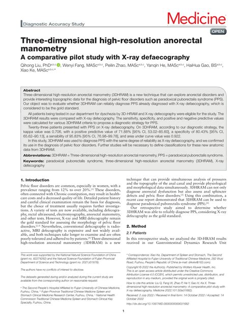 Pdf Three Dimensional High Resolution Anorectal Manometry A