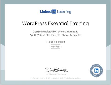 wordpress linkedinlearning webdevelopment sameera jasmine k
