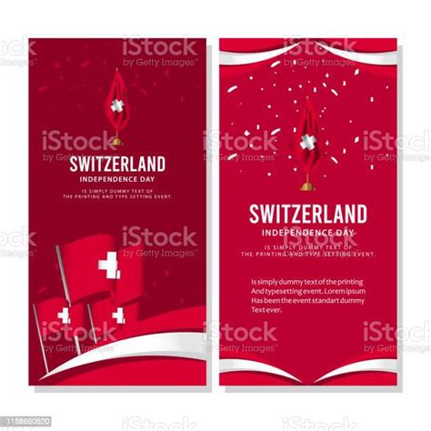 스위스 독립 기념일 축 하 포스터 배너 세트 디자인 인쇄 벡터 템플릿 일러스트 0명에 대한 스톡 벡터 아트 및 기타 이미지 0명 기 낮 Istock