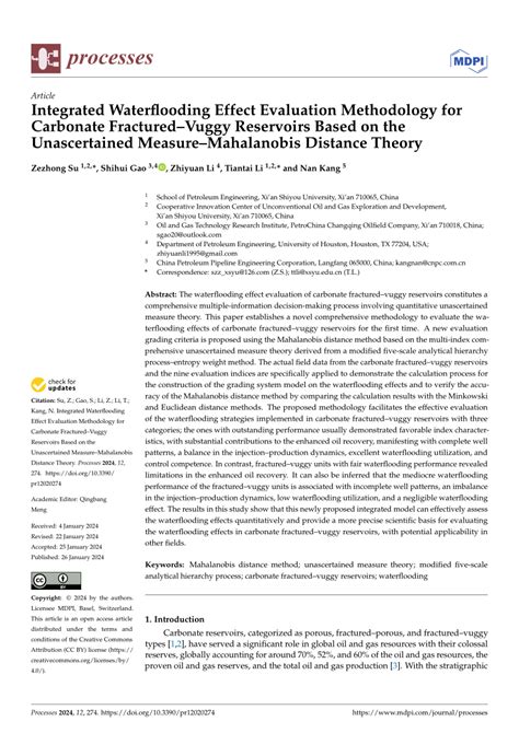 Pdf Integrated Waterflooding Effect Evaluation Methodology For Carbonate Fractured Vuggy