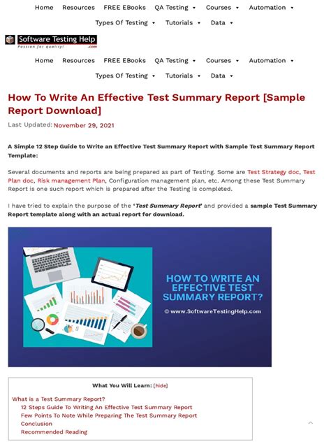 how to write an effective test summary report download template pdf