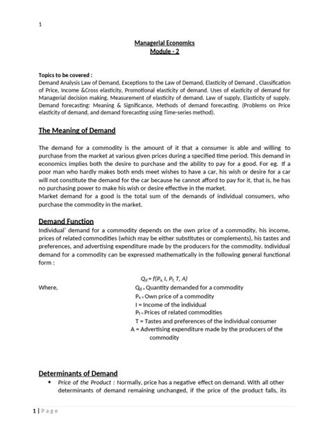 Module 2 Demand Analysis Lecture Notes Pdf Demand Elasticity