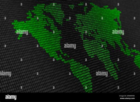 Green World Map Made Of Binary Code Digital Background Illustration Stock Photo Alamy