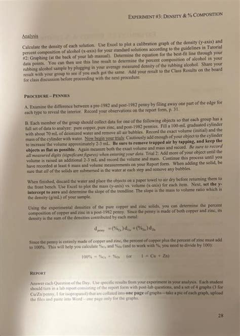 solved analysis calculate the density of each solution use