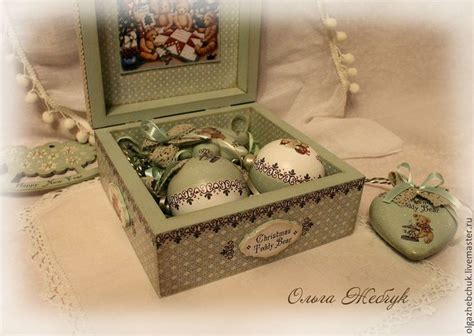 Набор ёлочных игрушек в шкатулке Рождественские мишки в интернет магазине на Ярмарке