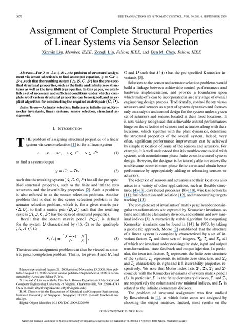 pdf assignment of complete structural properties of linear systems