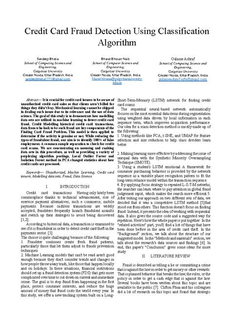 Credit Card Fraud Detection Using Classification Algorithm Credit Card Fraud Detection Using