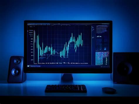 A Computer Monitor With A Graph On The Screen And A Keyboard With A