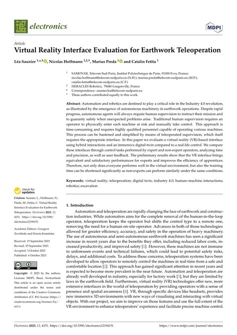 pdf virtual reality interface evaluation for earthwork teleoperation