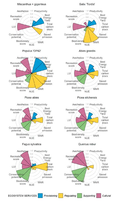 Species Ecosystem Service Benefit Profiles With All The Quantified