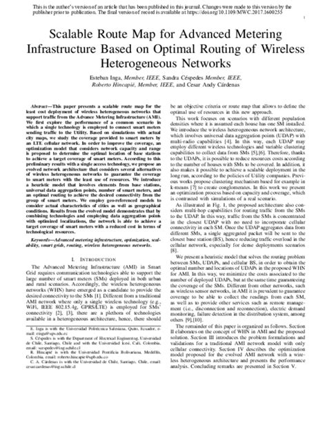 Pdf Scalable Route Map For Advanced Metering Infrastructure Based On
