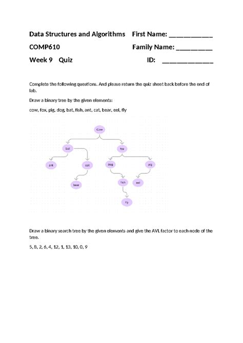 Week 9 Week 9 Lab Data Structures And Algorithms First Name