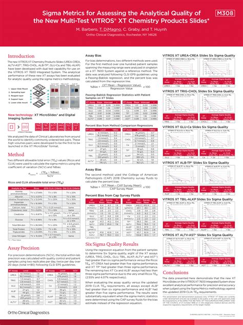 Pdf Sigma Metrics For Assessing The Analytical Quality Of The New Multi Test Vitros® Xt