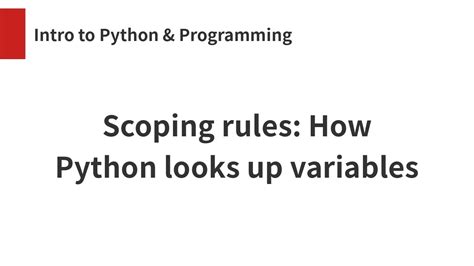 Scoping Rules How Python Looks Up Variables Youtube