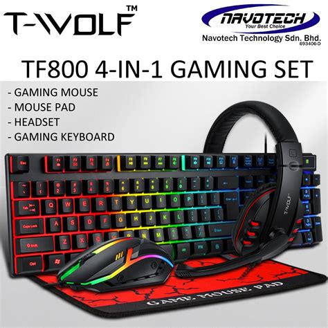 T Wolf Tf800 4 In 1 Gaming Keyboard Mouse Headset Mousepad Gaming Set Like Tf200 Tf230 G21b G26