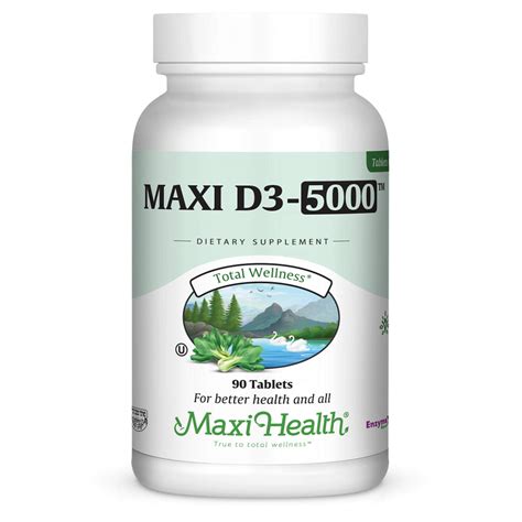 Maxi Health Natural Vitamin D3 5000 Iu 90 Kosher Tablets Nutrition
