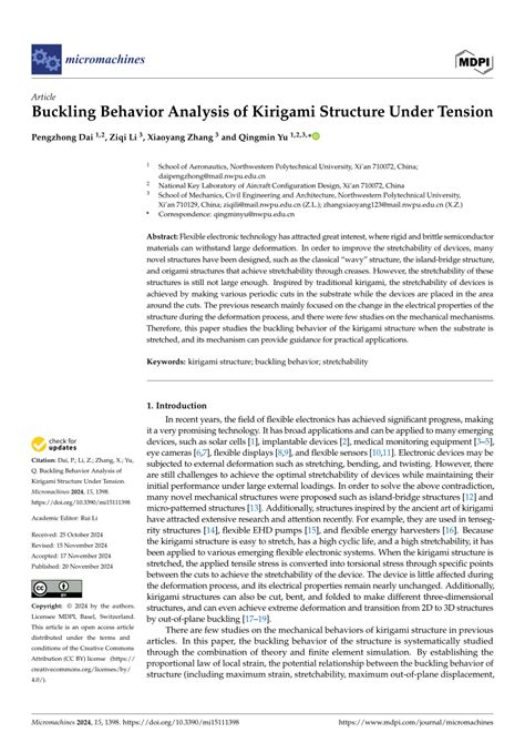 Pdf Buckling Behavior Analysis Of Kirigami Structure Under Tension