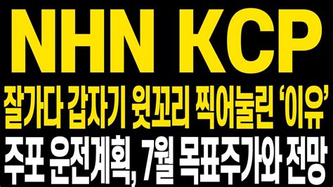 Nhn Kcp 주가전망 한국사이버결제 현 주가 상황에 대해 점검하고 앞으로 주가전망 이어서 짚어드립니다 함께 중심잡고 남은
