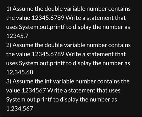 solved 1 assume the double variable number contains the