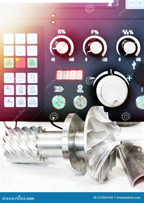 Cnc Machine Control And Metal Part Stock Image Image Of Modern