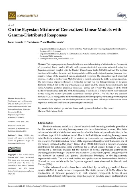 Pdf On The Bayesian Mixture Of Generalized Linear Models With Gamma